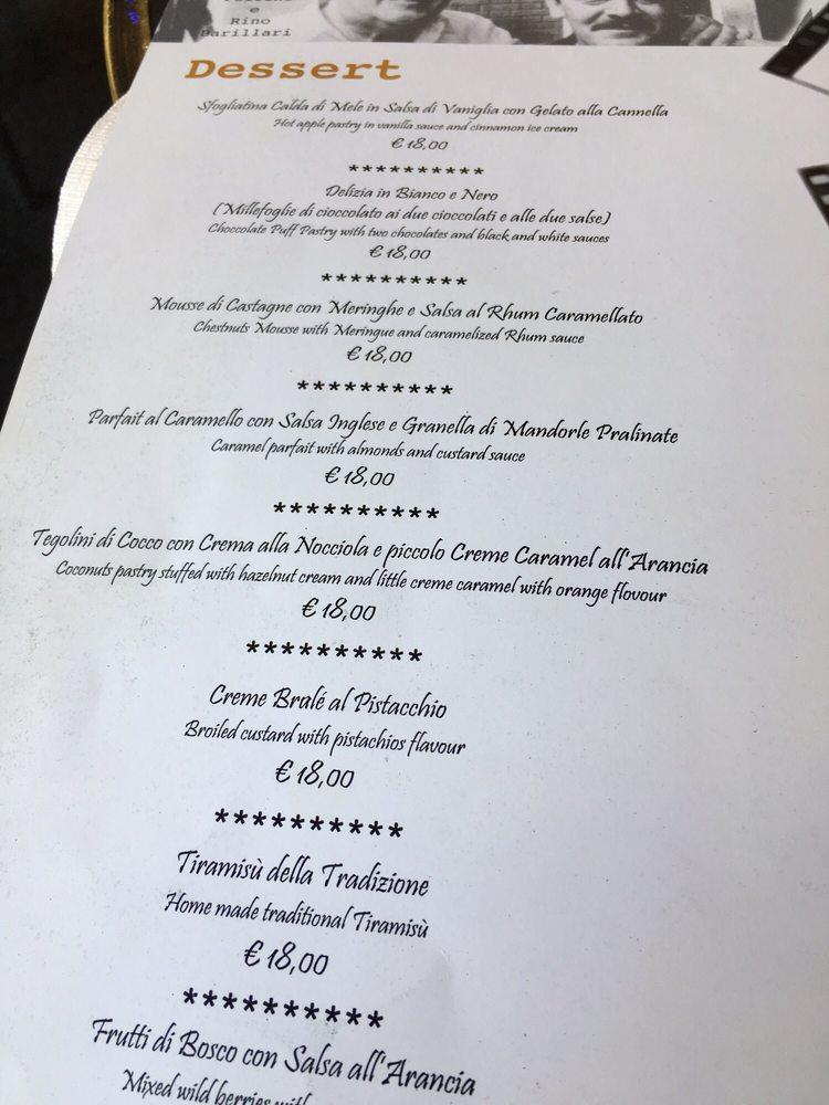 Menu da Harry'S Bar Roma, Roma, Via Vittorio Veneto