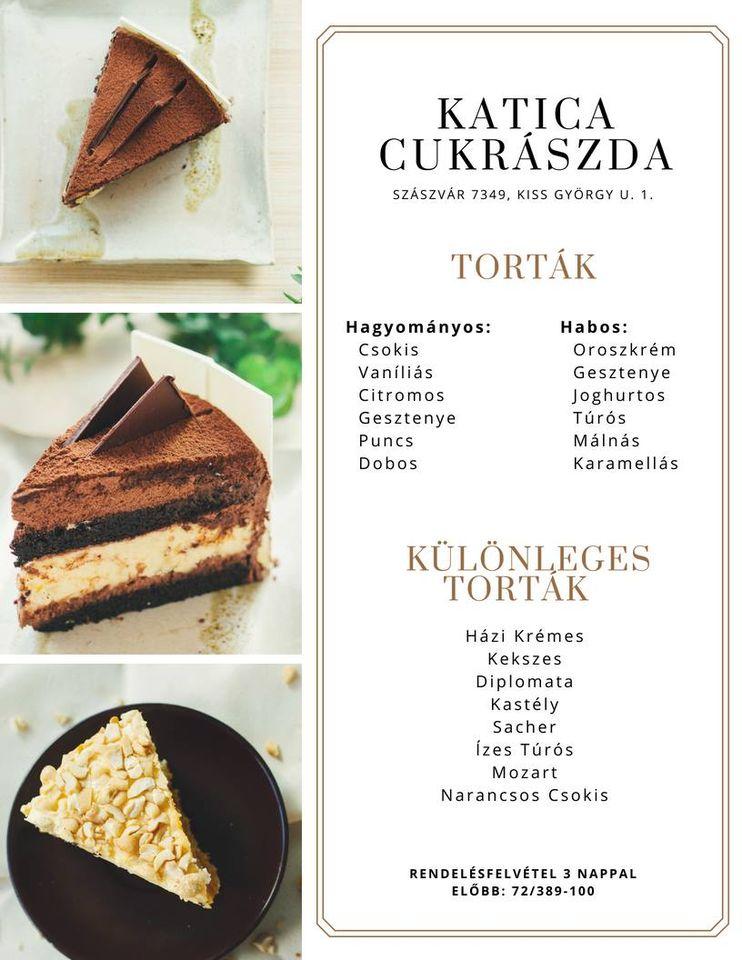 Menu at Katica cukrászda desserts, Szászvár