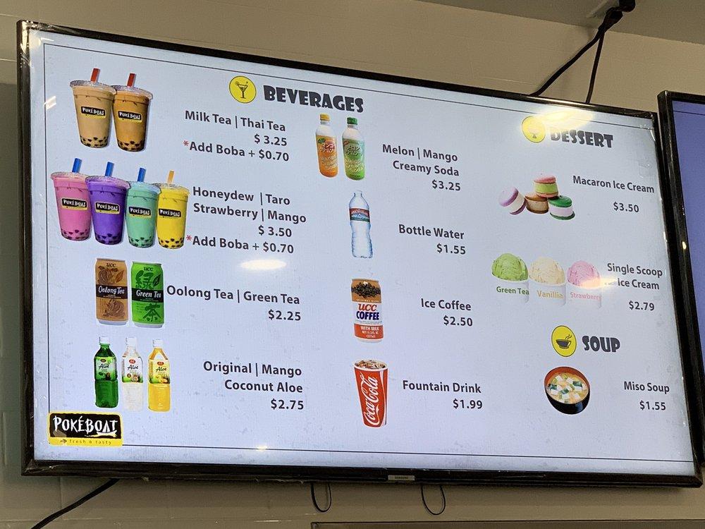 Menu at Poke Boat restaurant, Ontario