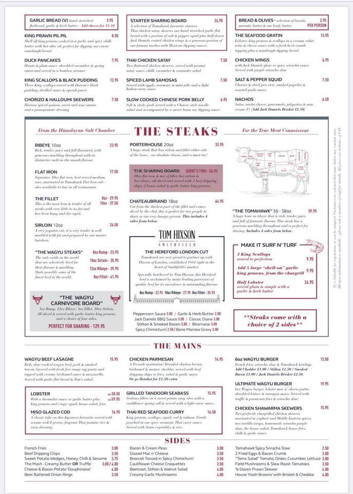 Menu at Tomahawk Steakhouse - Yarm, Yarm, 32-34 High St