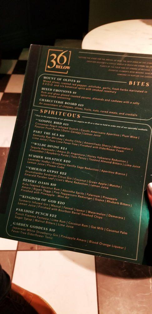 Carta del pub y bar 36 Below, Phoenix