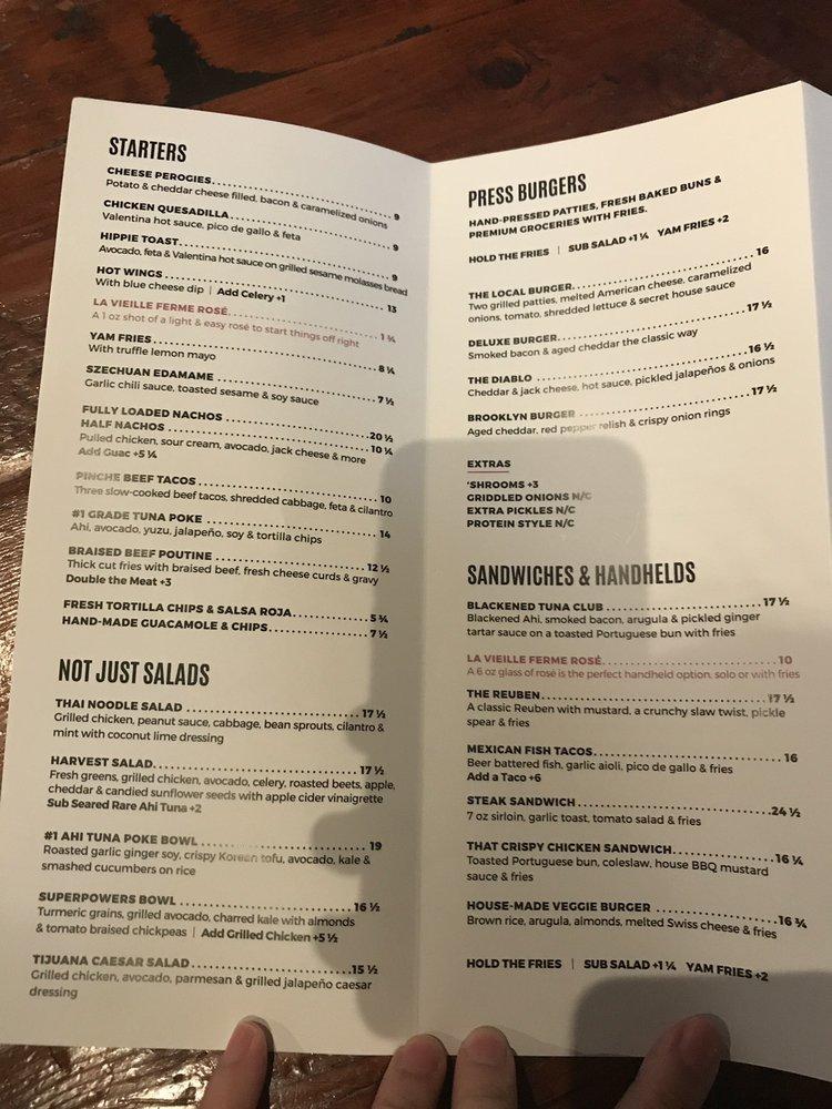 Menu at LOCAL Public Eatery Leaside, Toronto, 180 Laird Dr