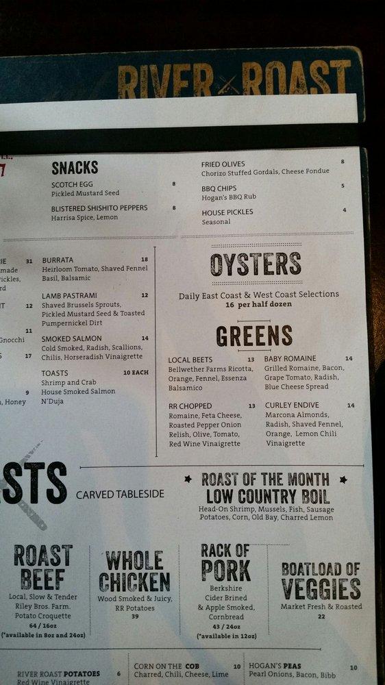 Menu at River Roast pub & bar, Chicago, 315 N La Salle St