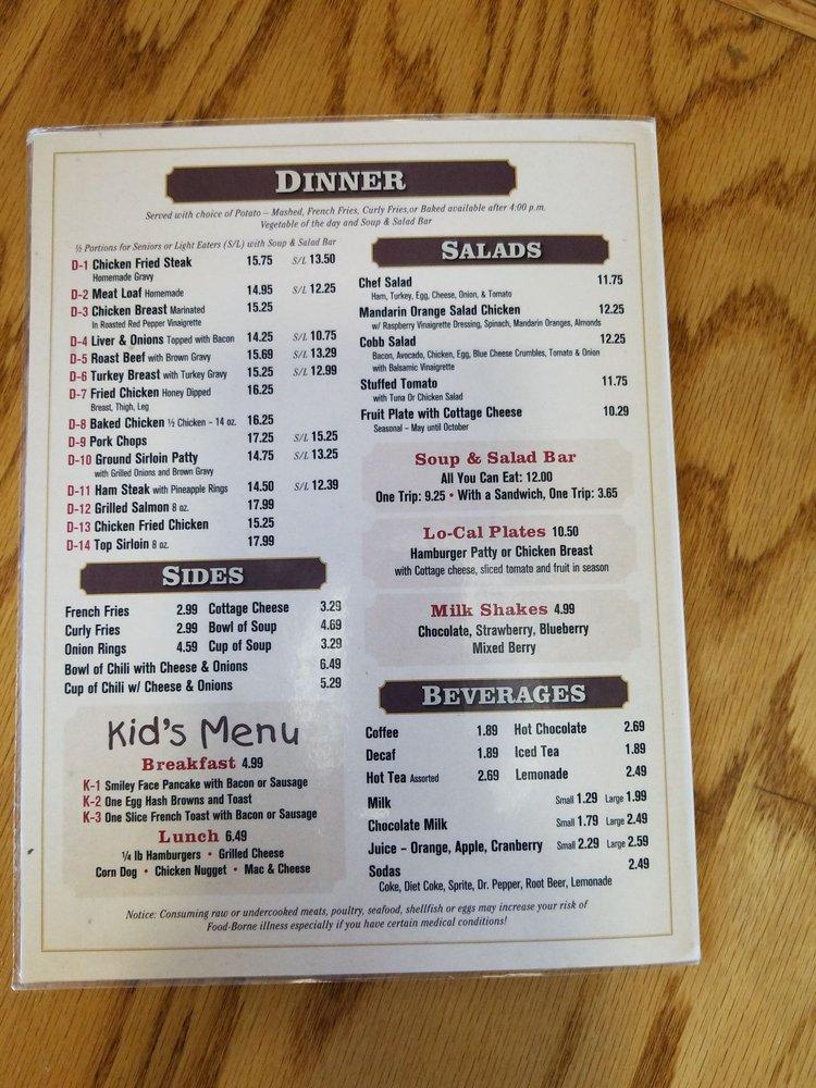 Menu at Show Low Cafe, Show Low, 480 W Deuce of Clubs
