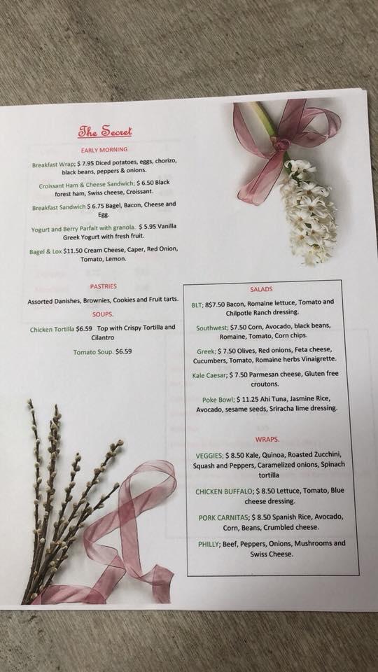 Menu at The Secret Basalt restaurant, Basalt