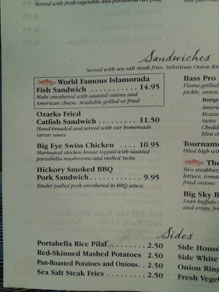 Menu at White River Fish House restaurant, Branson