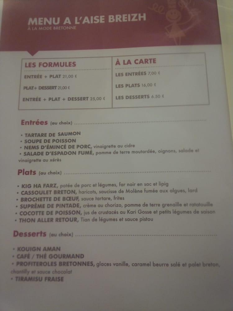 Menu au Brasserie A l'Aise Breizh Café, Vannes