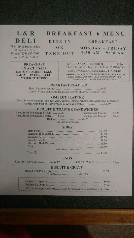 Menu at L & R Deli restaurant, Addis