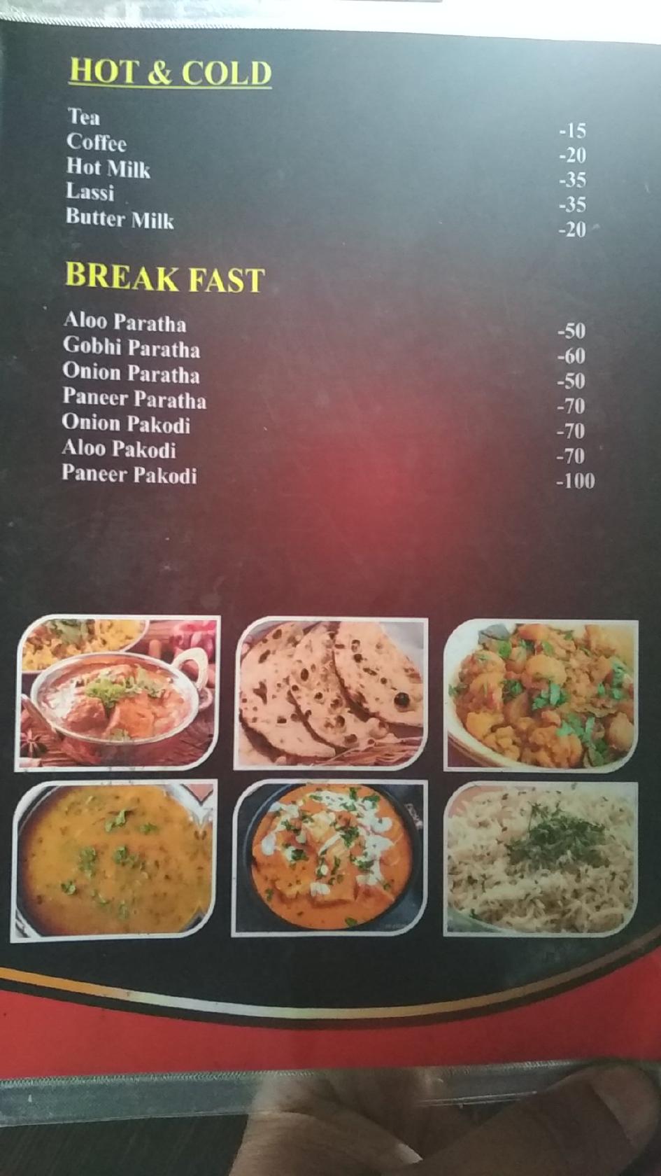 Menu at Rajdhani Dhabha, India, HMHF+Q8F
