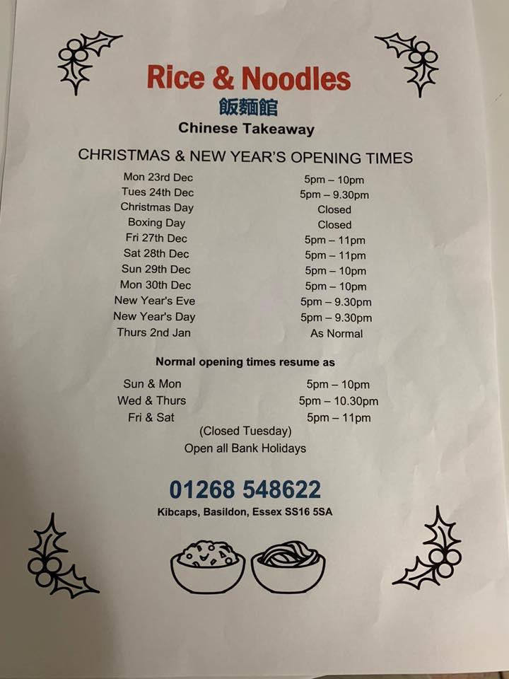Menu at Rice & Noodles, Basildon