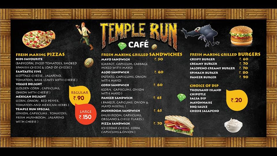 Menu at Temple Run Cafe, Chennai, 49