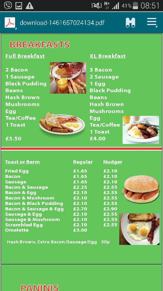 Menu at Food Factory restaurant, Warrington