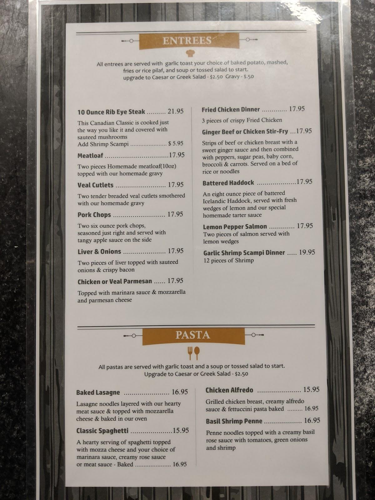 Menu at Keepers Restaurant & Lounge, Davidson, Hwy 11 S