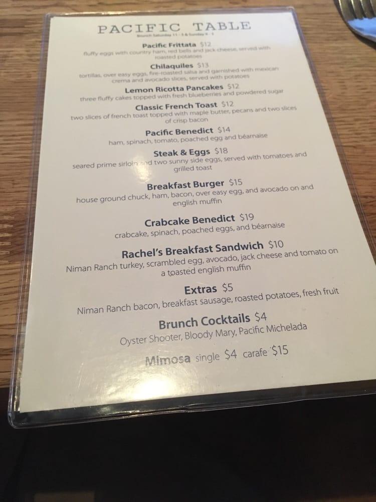 Menu at Pacific Table restaurant, Fort Worth
