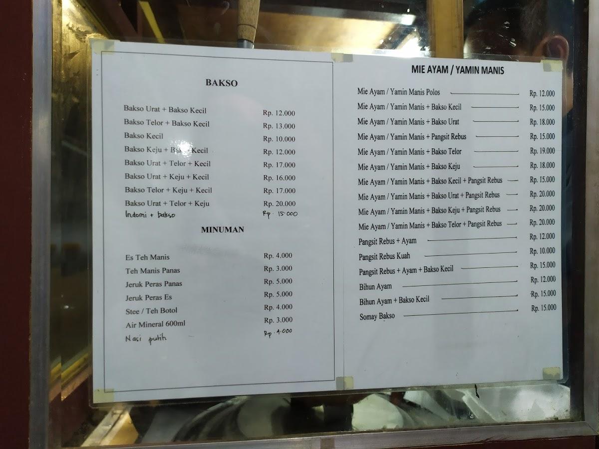 Menu at Mie Ayam & Bakso Pak Man restaurant, South Jakarta, Jl. Mampang ...