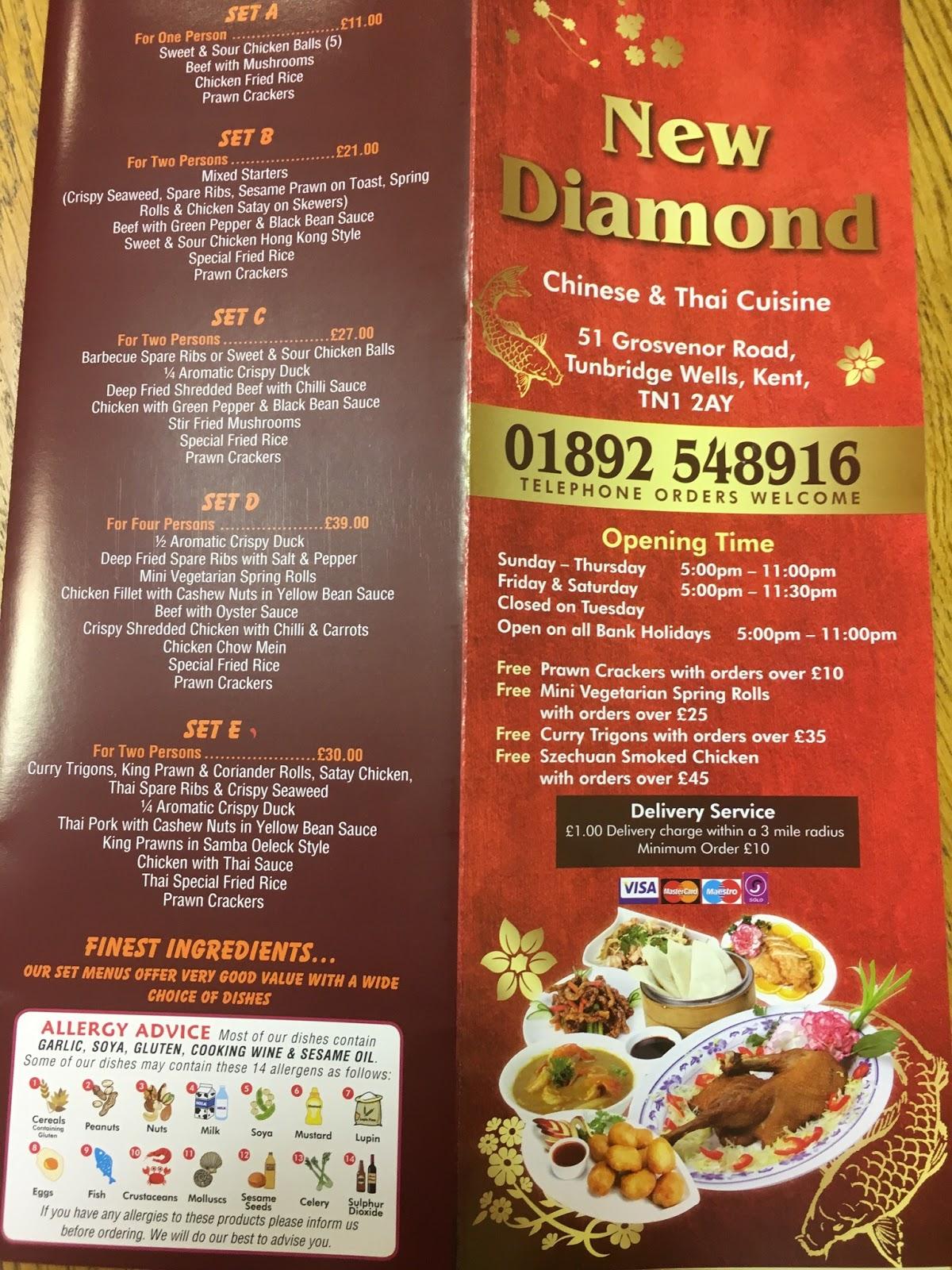 Menu at TwinkleTwinkle-NewDiamond.co.uk restaurant, Royal Tunbridge Wells