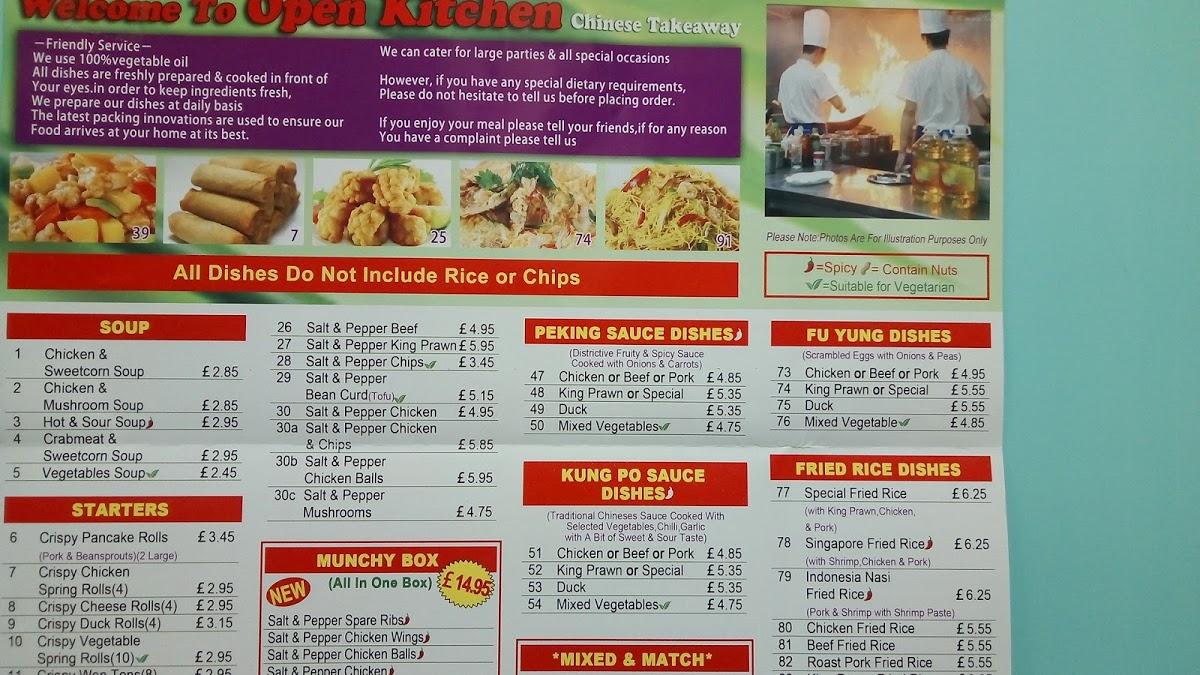 Menu at Open Kitchen restaurant, Leeds
