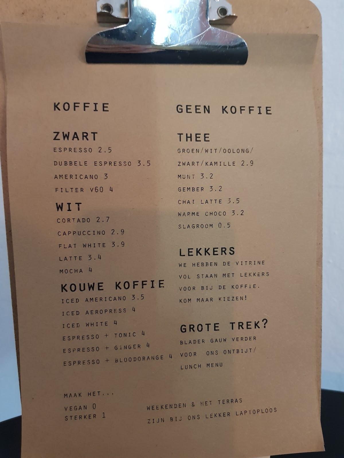 Menu au PUCK specialty coffee Arnhem, Arnhem