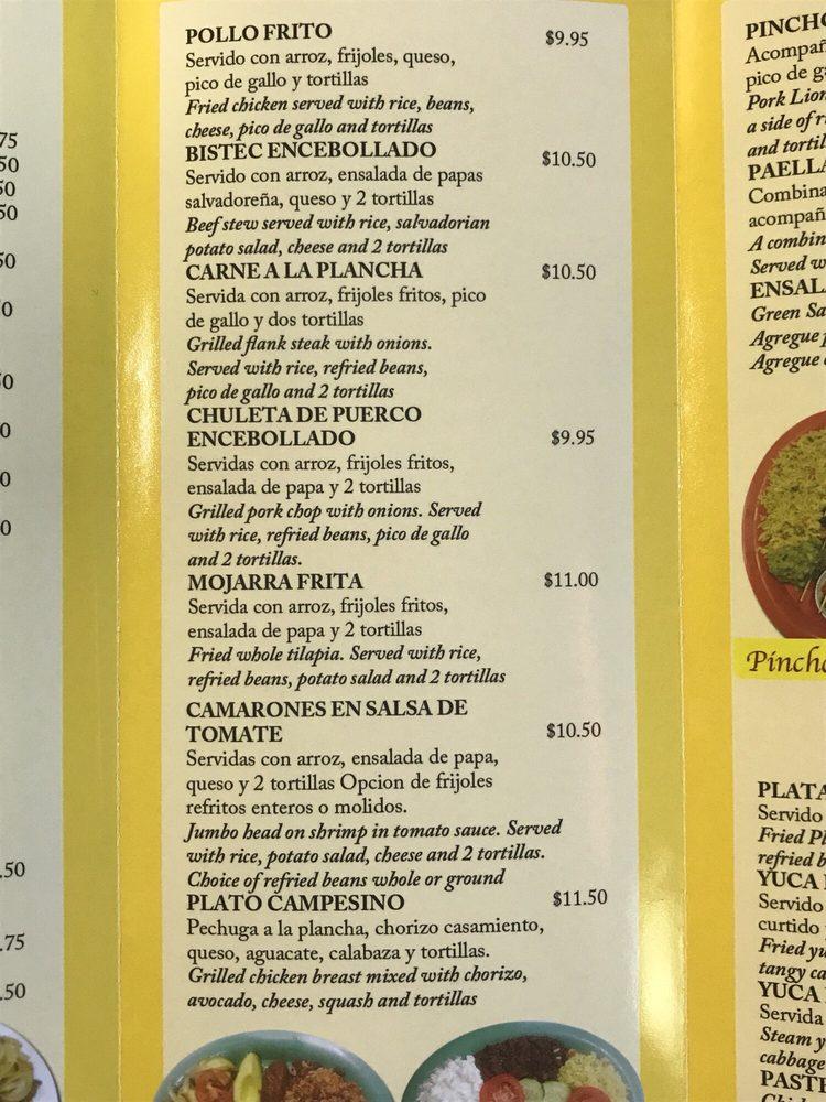 Menu at Pupuseria marisol restaurant, Myrtle Beach