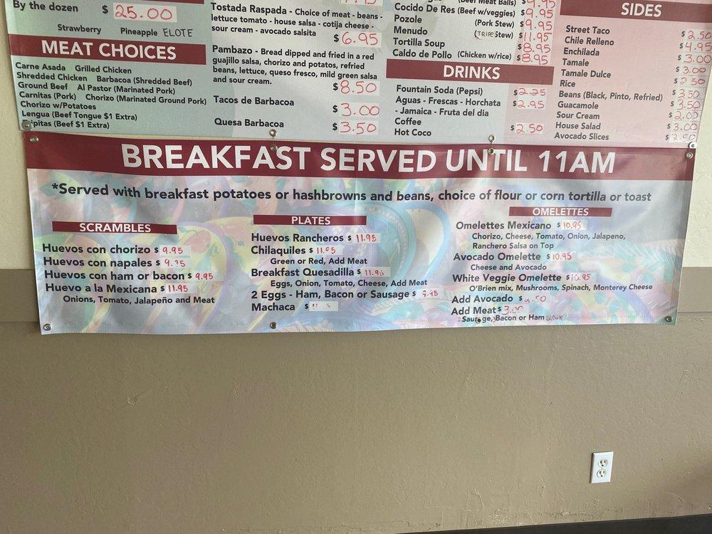 Menu at Tamales Con Alma Cocina Mexicana restaurant, Grants Pass