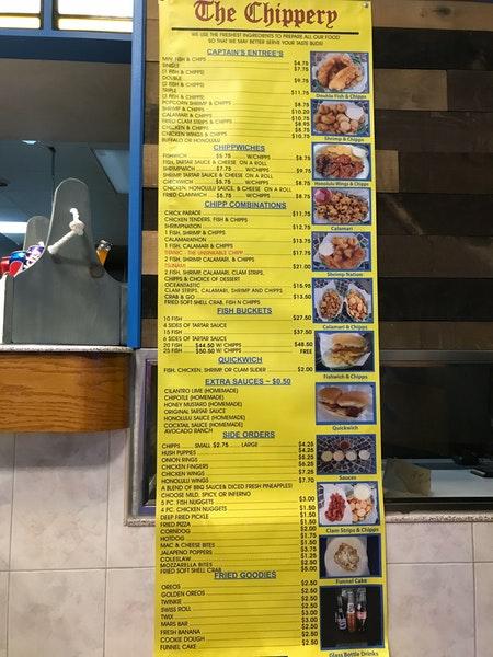 Menu at The Chippery Union restaurant, Union