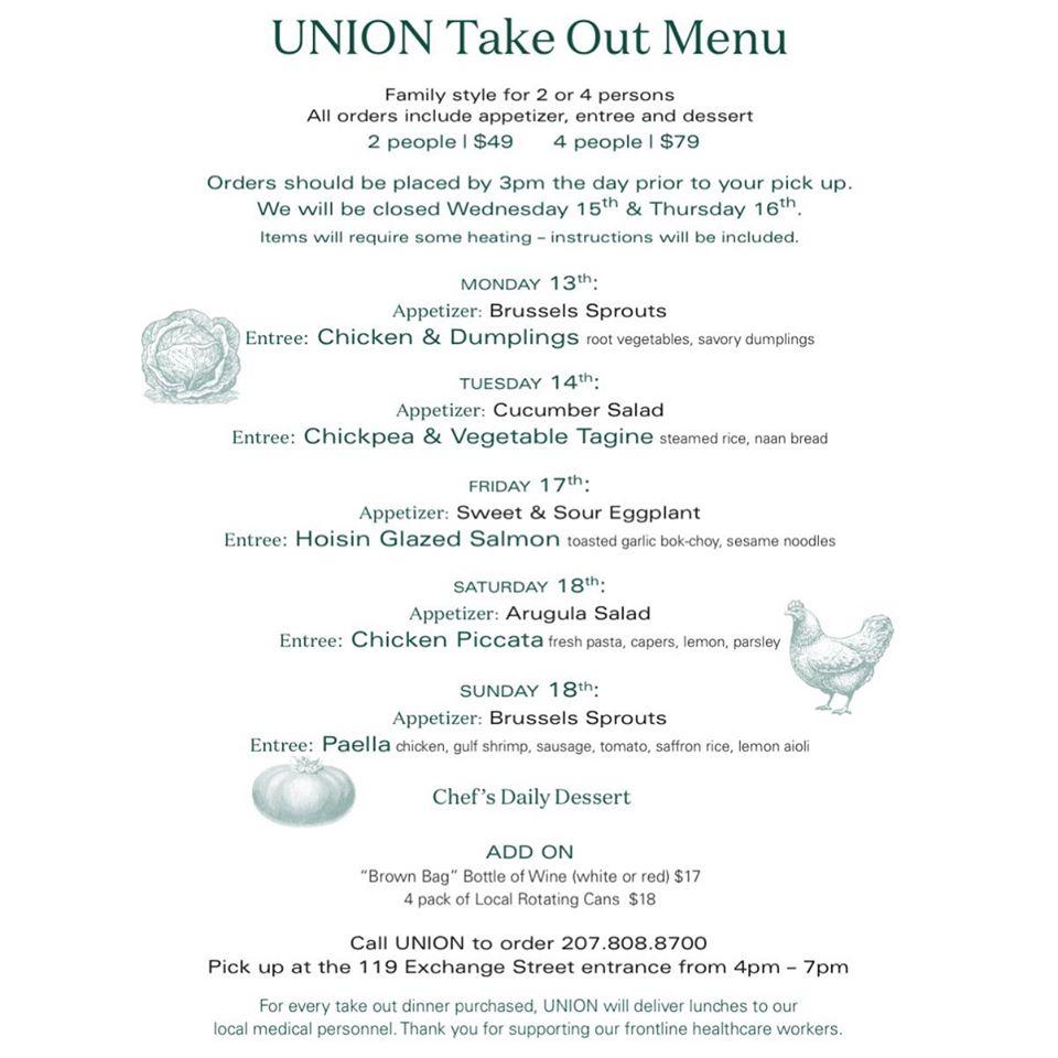 Menu at UNION Restaurant, Portland