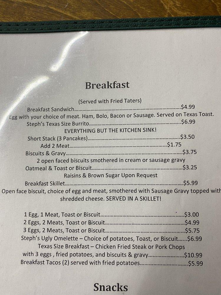 Menu at 5 Broke Girls restaurant, Horse Cave