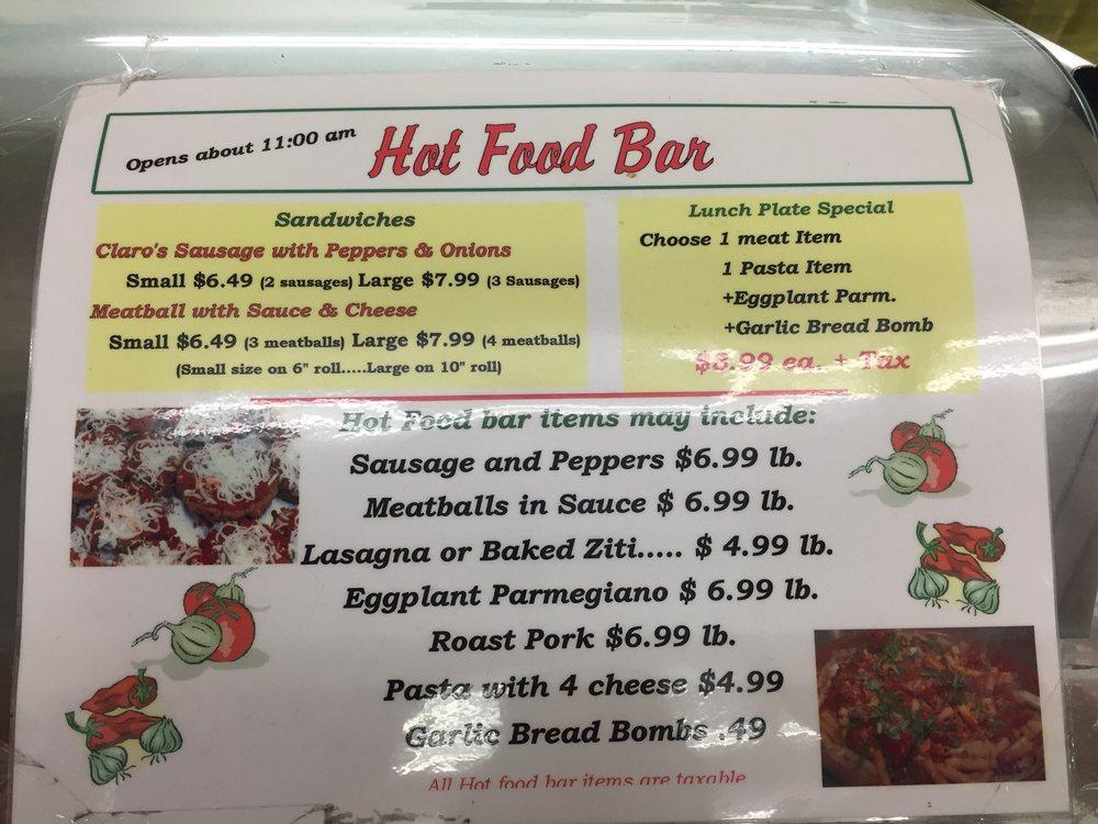Menu at Claro's Italian Market restaurant, San Gabriel