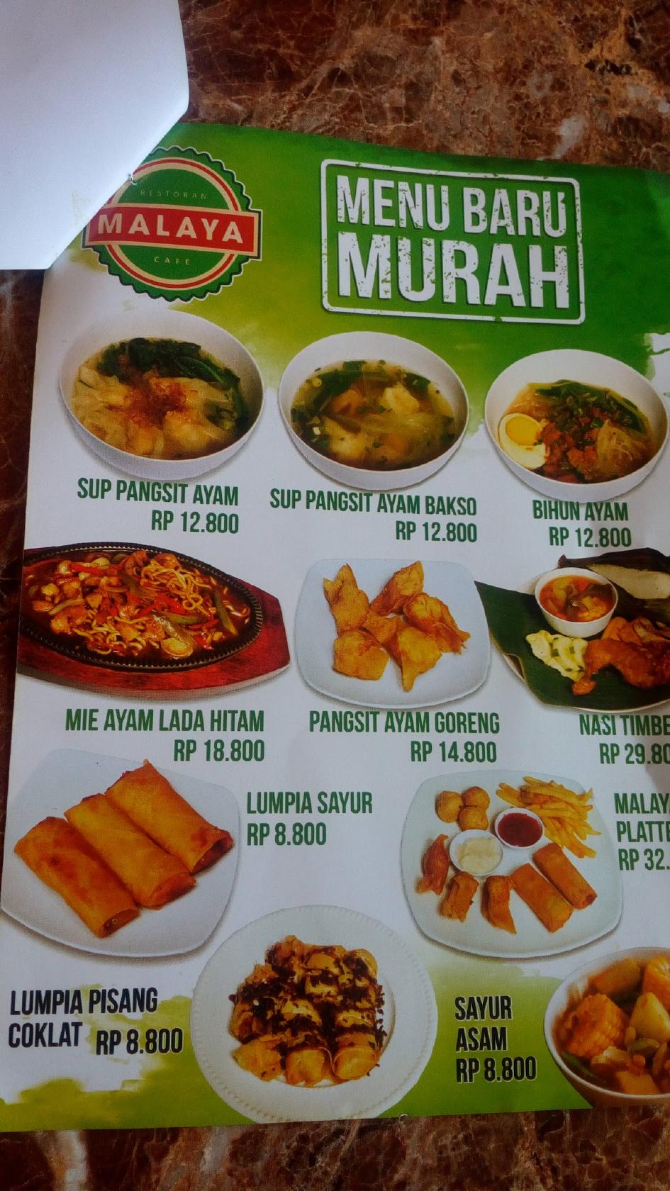 Menu at Restoran Malaya Cafe - Kepri Mall, Batam