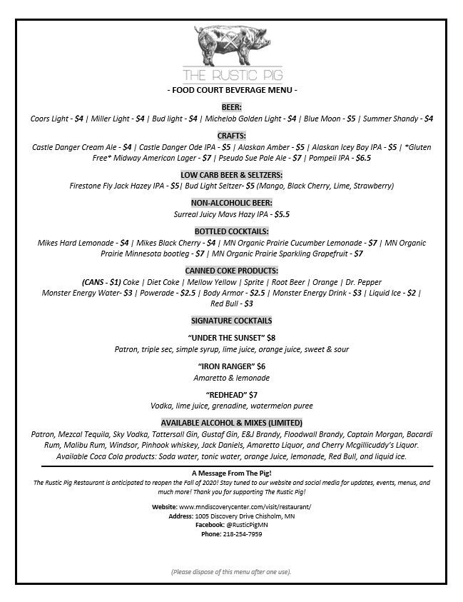 Menu at The Rustic Pig restaurant, Chisholm