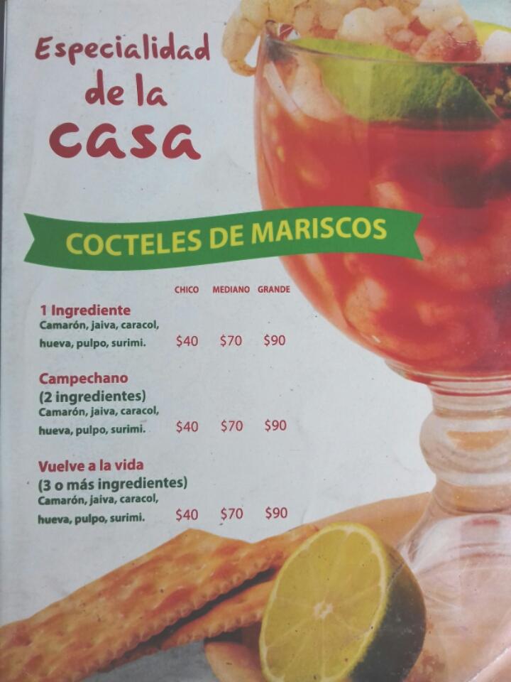 Menu at Citro Gambas restaurant, Martínez de la Torre
