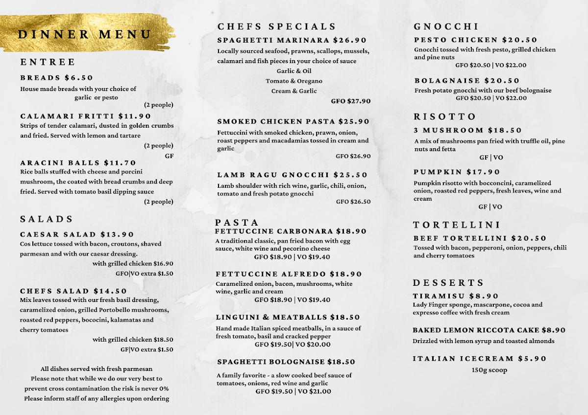 Menu at Botticelli's Italian Kitchen restaurant, Kallangur, Shop 8/1378 ...