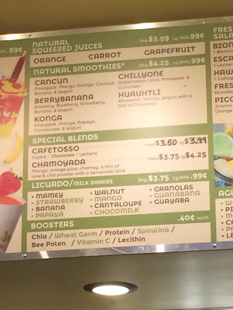 Menu at Cancun Juice pub & bar, Orange, 970 N Tustin St C