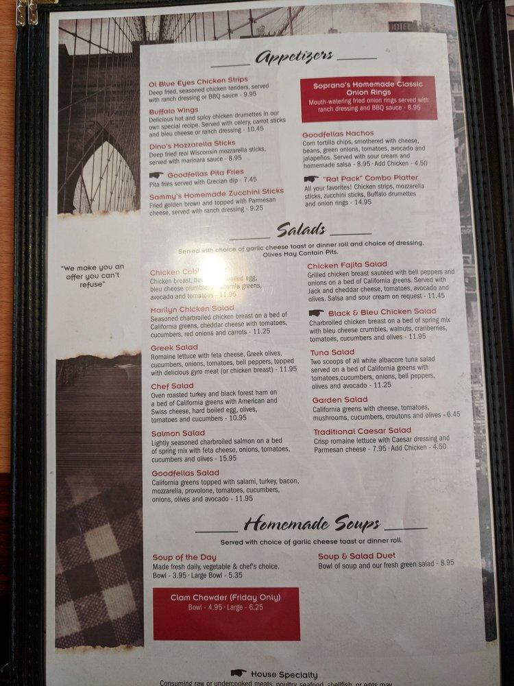 Carta de Goodfellas Cafe, Corona