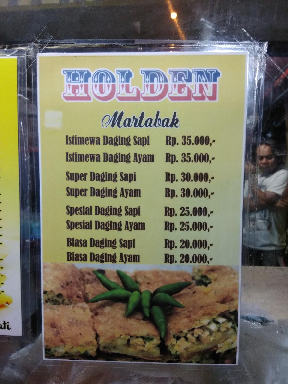 Menu at HOLDEN MARTABAK TERANG BULAN cafe, Malang