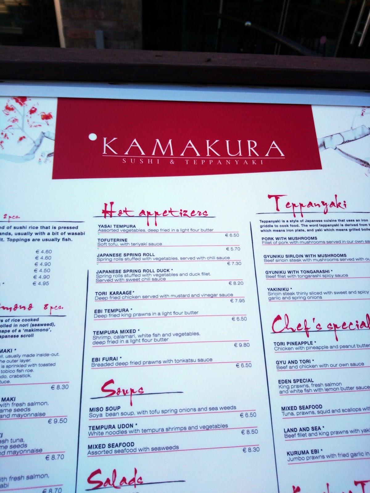 Menu au Kamakura Japanese Restaurant, Protaras, CY-5296