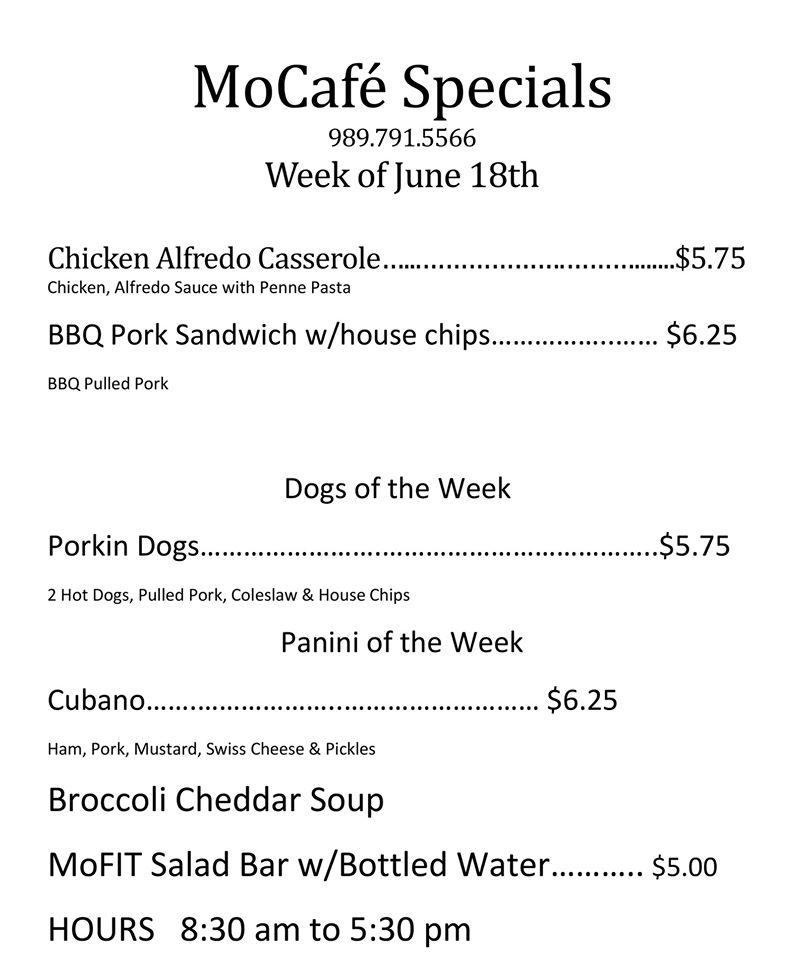 Menu at Mo Cafe, Saginaw