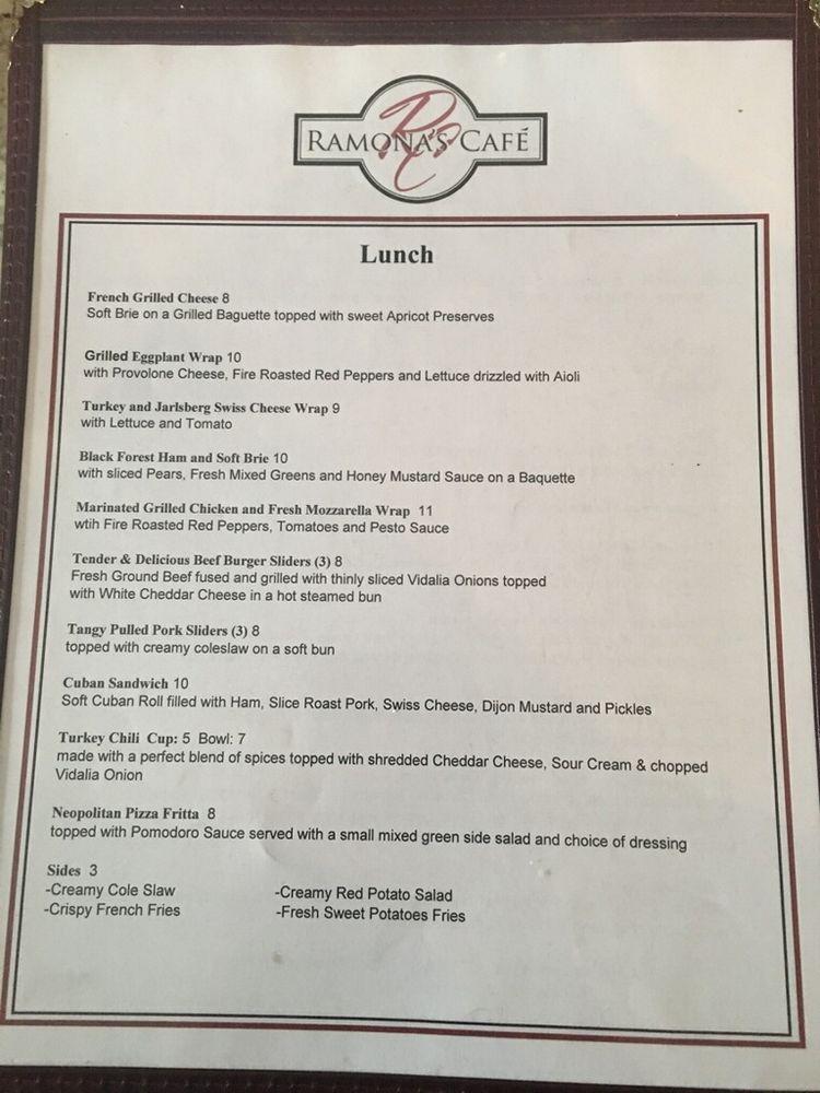 Menu at Ramona’s Cafe of West Nyack, West Nyack
