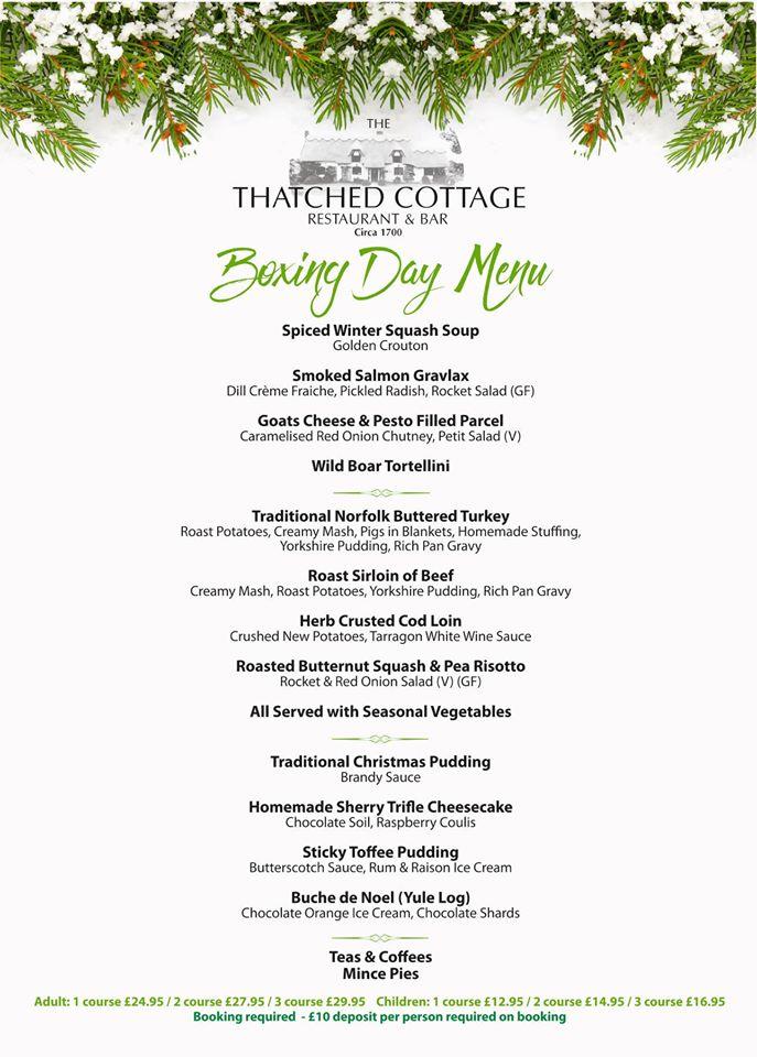 Menu at The Thatched Cottage Restaurant, Sutterton