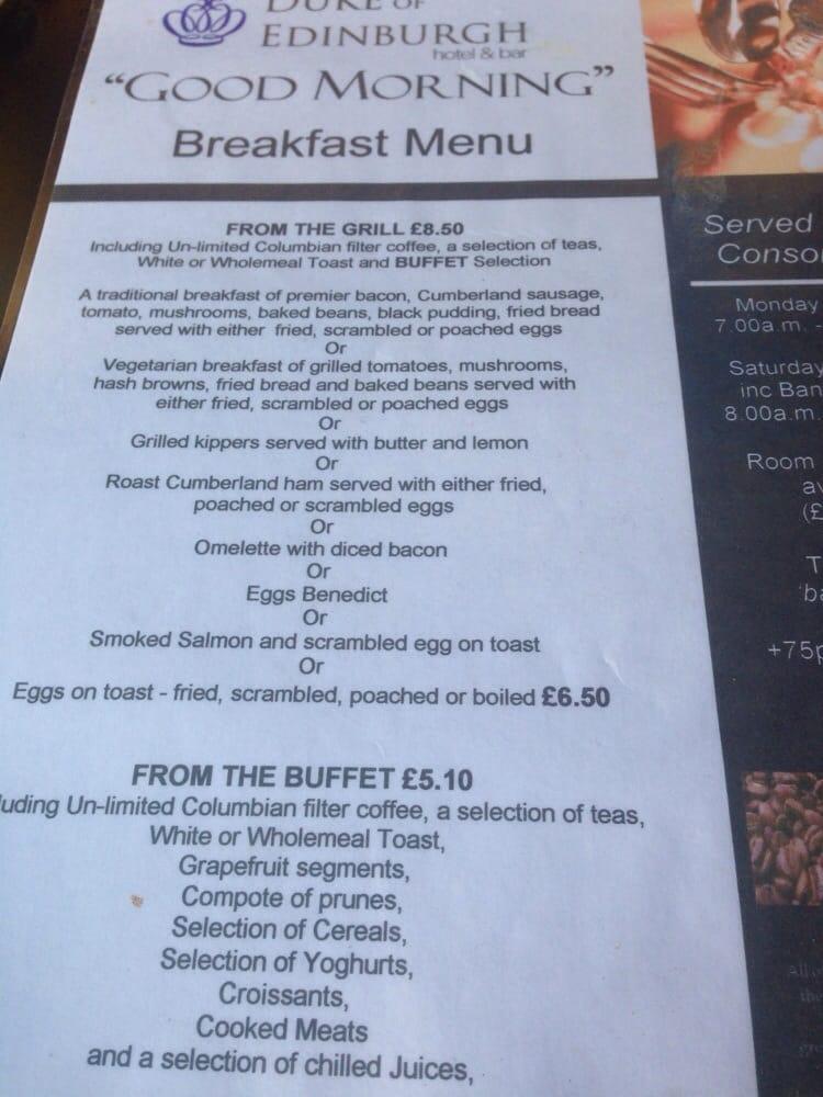 Menu at The Duke of Edinburgh Hotel pub & bar, Barrow-in-Furness