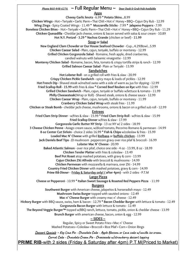 Menu at The Spot Cafe, Groton