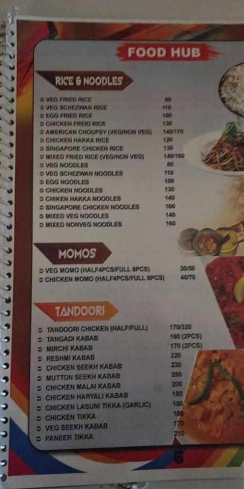 Menu at Food Hub, Biswanath Charali