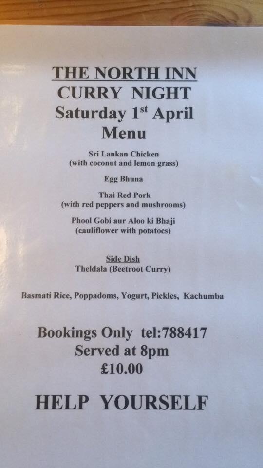 Menu at North Inn pub & bar, Pendeen