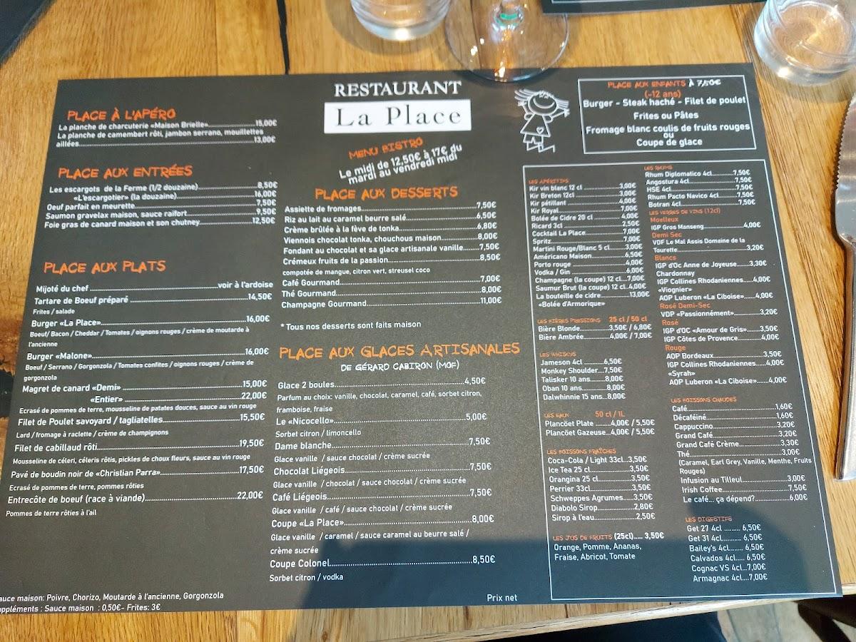 Menu au Restaurant La place, Vitré