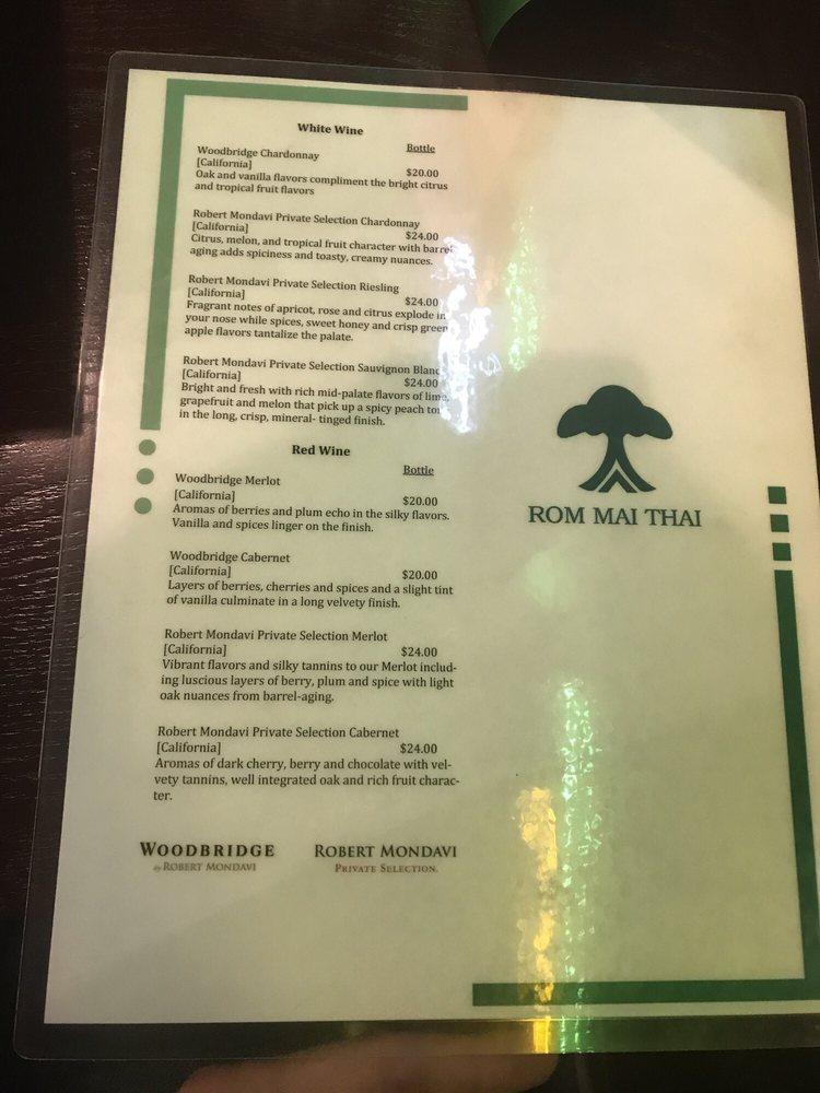Menu at Rom Mai Thai Restaurant, Seattle
