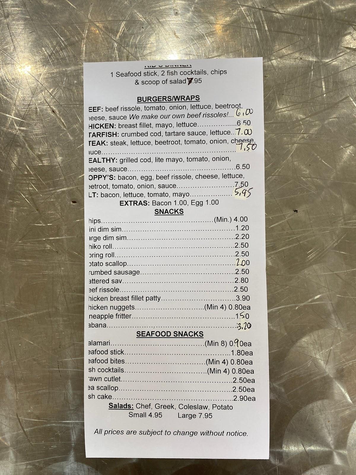 Menu at Starfish Cuisine restaurant, Jindalee