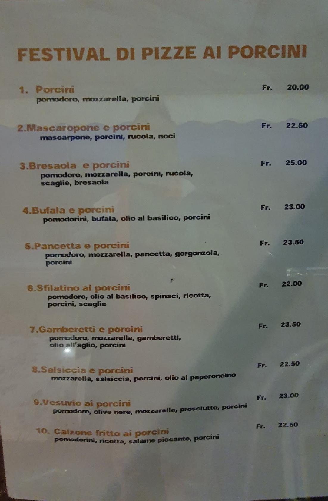 Menu da Pizzeria Vesuvio da Antonio - Pizza Verace, Minusio