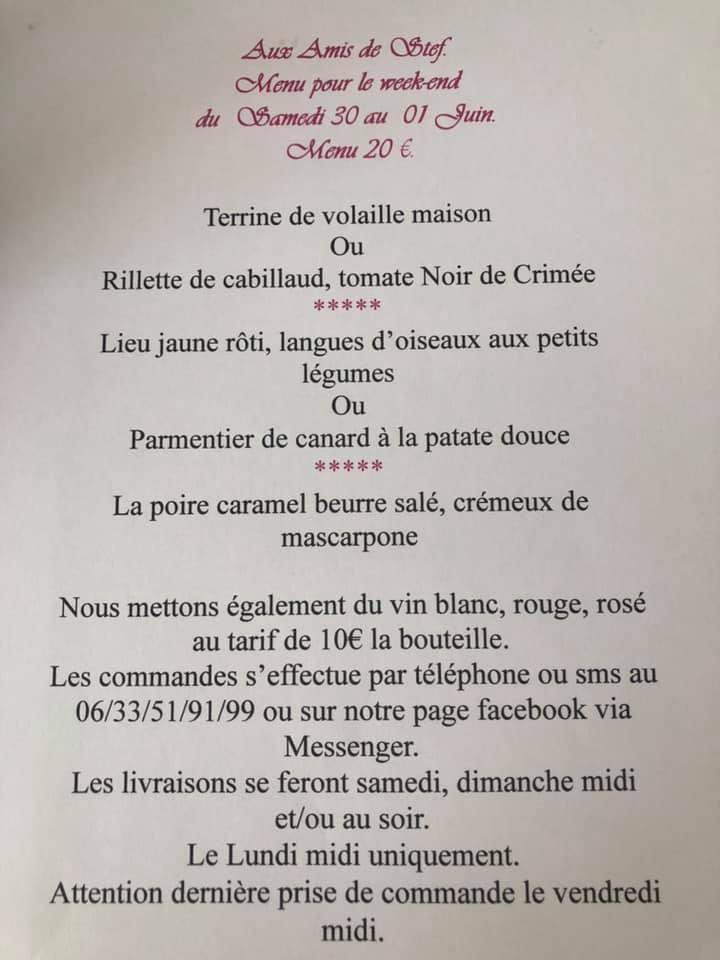 Menu au Aux Amis de Stef restaurant, Echinghen