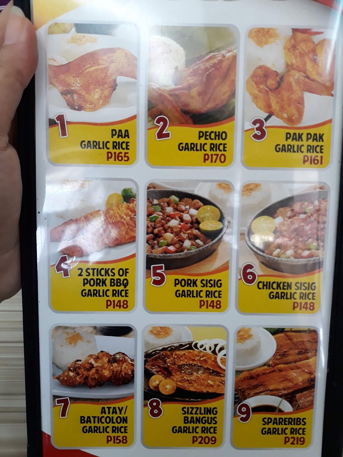 Menu at Bacolod Chicken House restaurant, Manila, Femii Bldg