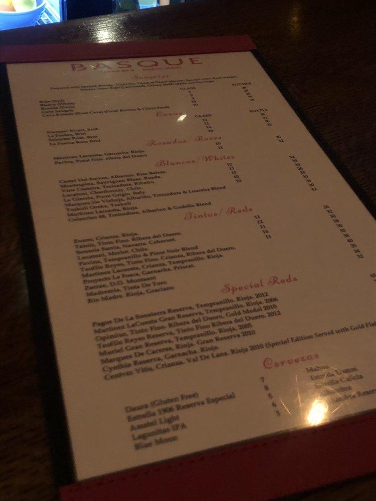 Menu at Basque Tapas Bar Restaurant, Piermont